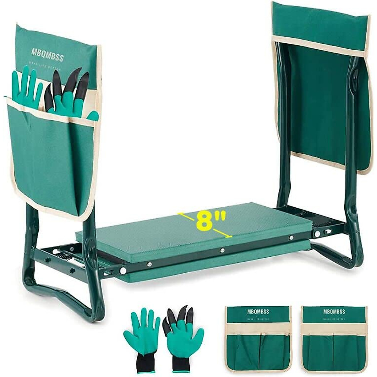 MBQMBSS Garden Kneeler and Seat, Heavy Duty Garden Kneeler Seat, Portable Gardening Tools, Foldable EVA Garden Helper Seat with 2 Tool Pockets, Premium Gardening Gift for Arthritis Gardeners