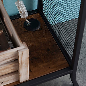 VECELO End Table Bedroom,Retro Brown, 24.7" Nightstand