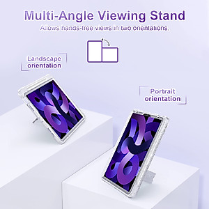 ZoneFoker for iPad Air 5th/4th Generation Case (2022/2020), iPad pro 11 inch Case (4th/3rd/2nd/1st Gen), iPad Air 10.9 case with Pencil Holder/Stand, Hard Sturdy Slim Cover for Girls, Clear Glitter