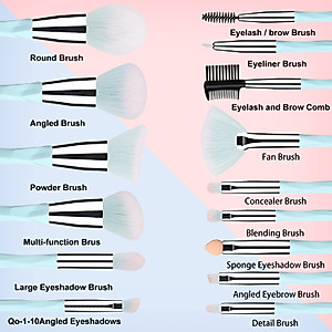 111 Pink blue gradient makeup brushes and makeup sponges set makeup brushes set natural synthetic eye shadow foundation make-up brush set professional makeup brush and tool accessories………