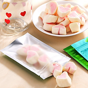 200 Pieces Mylar Bags Smell Proof Bags Resealable Bags Aluminum Foil Food Storage Bags Flat Metallic Mylar Foil Flat Zipper Food Storage Pouch()