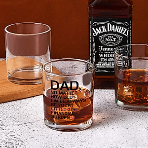 DAZLUTE Funny Whiskey Glass Gifts for Dad, Father’s Day Gifts Birthday Present Christmas Gifts for Dad Father Papa Daddy, Father Gifts Dad Gifts from Daughter, 10Oz Old Fashioned Glass