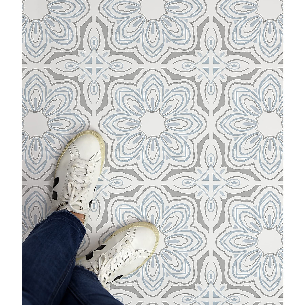 FloorPops Morris Peel & Stick Floor Tiles, Gray