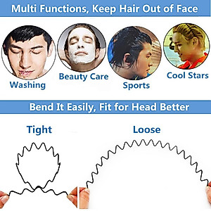 bodbop XINGZHE Metal Hair Band Men Headband Women's Fashion Elastic Stylish Sports Hairband Head Hoop with Non Slip Wavy Teeth, Black