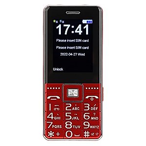 ASHATA Big Button Mobile Phone for Elderly, Upgraded GSM Unlocked Senior Cell Phone with SOS Emergency Button and Torch, Dual Card Dual Standby, Loud Voice, 6800mah Battery(Red)