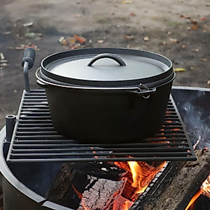 Sunnydaze 8-Quart Pre-Seasoned Cast Iron Deep Black Dutch Oven Pot with Lid and Handle - Camp Chili, Stew, and Soup Pot