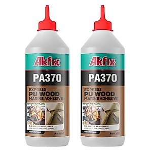 Akfix PA370 Express Marine Adhesive (2x15.4 fl.oz) - Extra Strength Wood Glue for Metal & Woodworking, for Furniture Repair, Waterproof Polyurethane Glue for Outdoors & Indoors | 15.4 fl.oz. 2 Pack