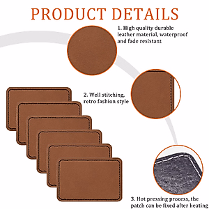 porffitoy Blank Leatherette Patches with Adhesive, 10 Pcs Leather hat Patches for Hats, Jackets, Backpacks (Brown)