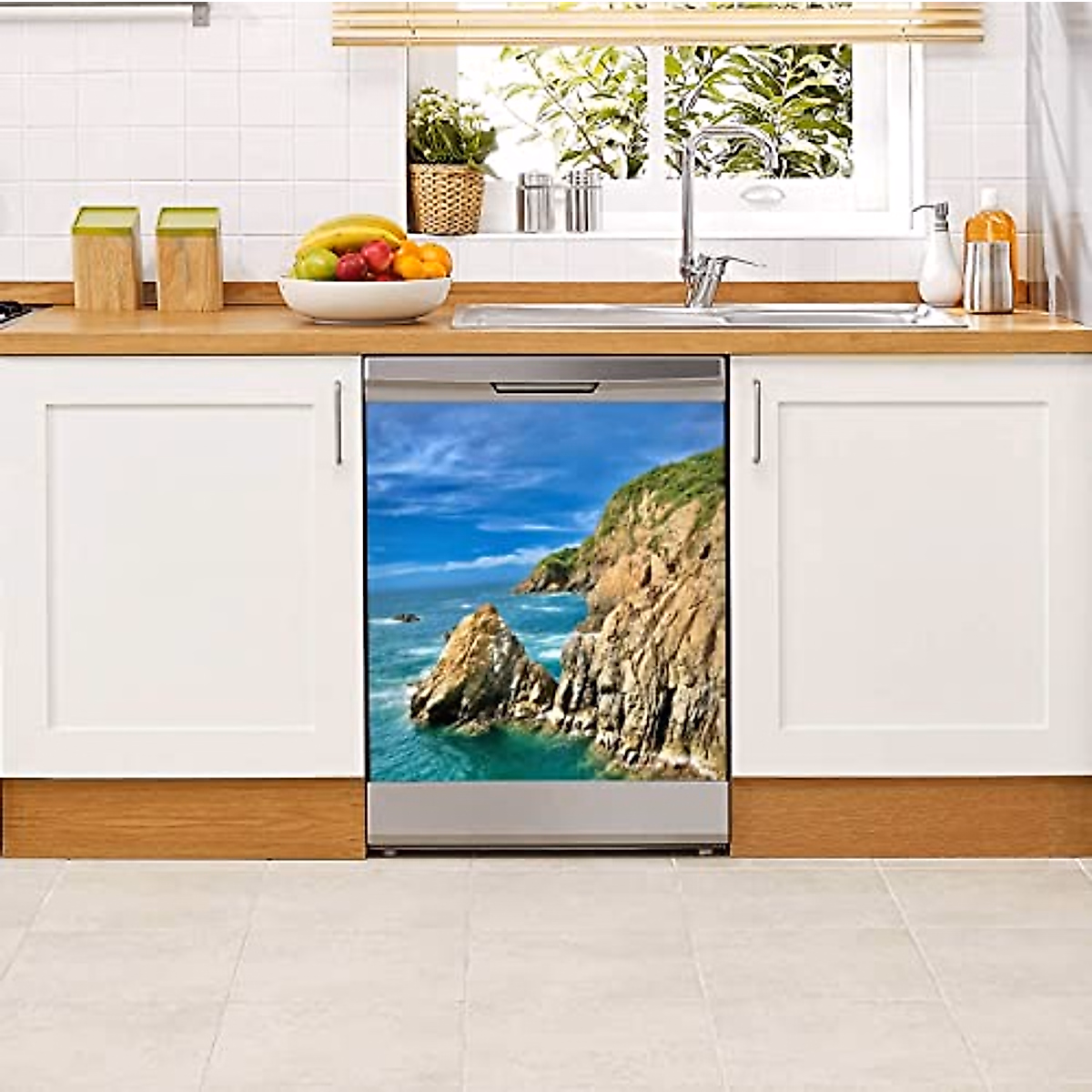 Dishwasher Magnet Cover La quebrada of Acapulco Magnetic Refrigerator Stickers Decorative Appliance Cover Fridge Panels Metal Door Garage 23"Wx26"H