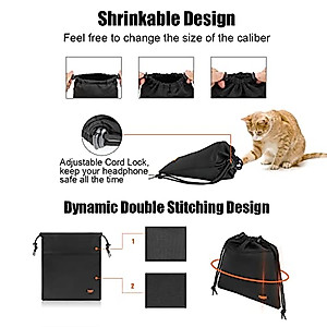 Desing Wish Lightweight Headphone Storage Bag, Portable Headset Carrying Pouch Headphone Case Bag Soft Travel Pouch for Over-Ear Headphones/Gaming Headsets/Neckband Earbuds (Large Black)