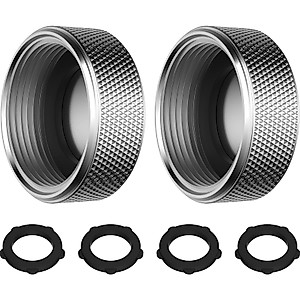 Garden Hose Cap, 3/4" Brass Hose Female End Cap, Outdoor Faucet Cap, Female Hose Fitting Caps, 2 Pack Spigot Cap for Garden Water Faucet, Sprinkler, Pipe Fitting Hose with Extra 4 Washers, Chrome