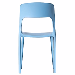 Fabulaxe Modern Plastic Outdoor Dining Chair with Open Curved Back, Blue Set of 2