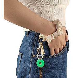 HAEVERAY Scrunchie Wristlet Bracelet Keychain,Soft Stretchable Wristband Wrist Bangle Keyring for Women Girl…