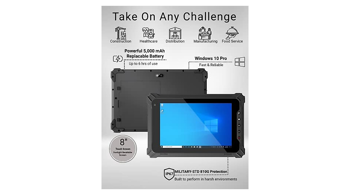 Minno Intrepid Rugged Windows Tablet with 2D Scanner