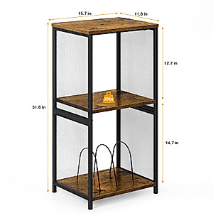 ETELI Tall Side Table 3 Tier Record Player Stand Table with Vinyl Storage Small Industrial Side Table Vinyl Record Stand Turntable Stand Hold Up to 170 Albums for Living Room Bedroom Office