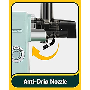 Hazel Quinn Masticating Juicer, Slow Cold Press Juicer Machines for Fruit and Vegetable, Easy to Clean, 2-Speed Modes & Reverse Function, 80 RPM Quiet Motor Below 65dB, Mint Green, Retro Style