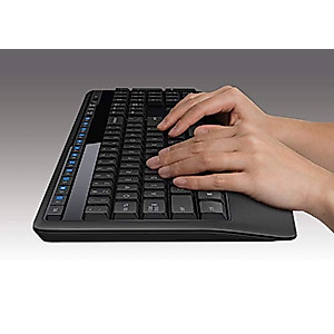 Logitech MK345 Wireless Keyboard and Optical Mouse (920-006481) Black, Blue - (Renewed)