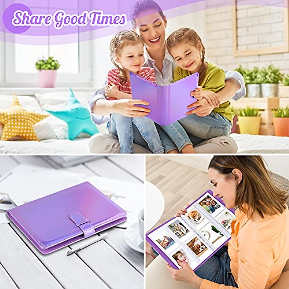 Ablus 128 Pockets Mini Photo Album for Fujifilm Instax Mini Camera, Polaroid Snap, Z2300, SocialMatic Instant Cameras & Zip Instant Printer (Nebula Purple)