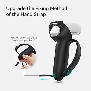 KIWI design Controller Grips Cover with Battery Opening Compatible with Quest 2 Accessories, Adjustable with Knuckle Straps, Suitable for Large Hands (Gray-White)