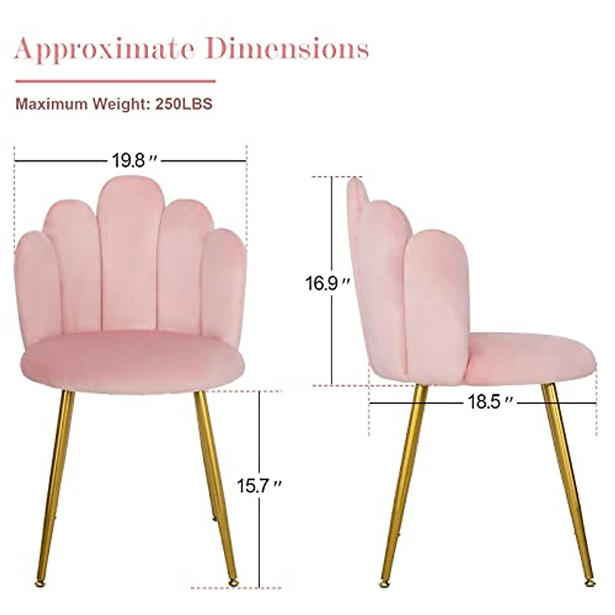 Okeysen Vanity Chair for Makeup Room - Mid Century Modern Accent Chair with Back Velvet Chair with Gold Legs, for Bedroom, Living Room (Pink)