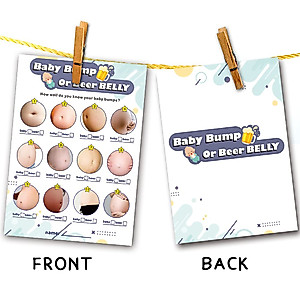 Beer Belly or Pregnant Belly, Baby Shower Game, Baby Bump or Beer Belly, Guessing Game, Fun Baby Shower Game, Gender Reveal Voting Cards, Girl or Boy 30 Pack (Each Game with Answer)