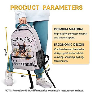 AIOMXZZ Doberman Backpack Gifts, 16 Inch Cute Dog Pattern Bookbag Durable, Lightweight, Large Capacity, Funny Animal Backpack for School Girls Boys Kids