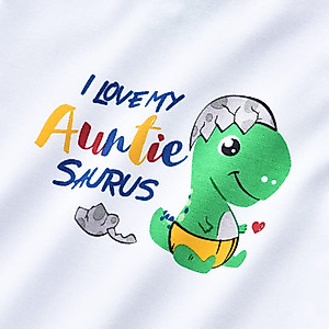 WAWSAM I Love My Auntie Bodysuit Newborn Dinosaur Romper Outfit Gift for Boys Girls Baby Infant Cotton Printed Saurus Short sleeve Onesies Dino Casual Summer Jumpsuit Gift