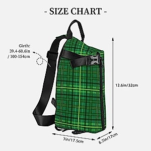 Crossbody Sling Backpack St-Patrick-British-Green-Plaid Travel Hiking Chest Daypack One Strap Shoulder Bag