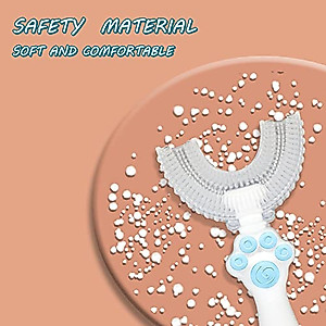 Dream Star U-Shaped Toothbrush Kids, 3 PCS Food Grade Soft Silicone Brush Head Toddler Toothbrush, 360° Oral Teeth Cleaning Design, Manual Full Mouth Toothbrush for Kids 6-12 Years Old (Blue)