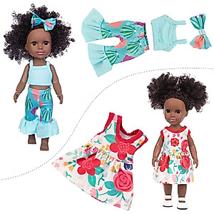 14.5 Inch Black Dolls and Black Baby Doll Clothes Accessories