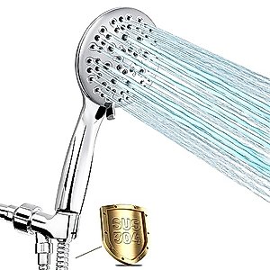 High Pressure Shower Head with Handheld - 6 Spray Settings Water Saving Bathroom Shower Head with 59" Long Hose and Adjustable Brass Joint Holder- The Perfect Removable Shower Head for Bathroom…