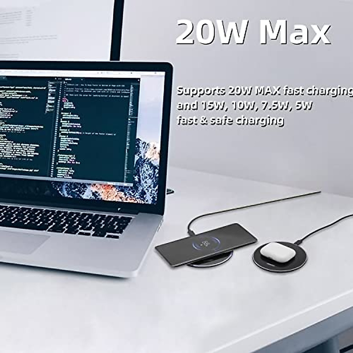 Wireless Charger(2 Pack), ANBBIN 20W Fast Charging Pad Compatible with iPhone14/13/12/11 Series/X/XS/8,Samsung Galaxy S22/S21/S20/S10,AirPods Pro(No AC Adapter)