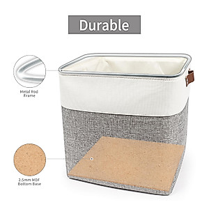 Bagnizer 13x13 Cube Storage Bins, Collapsible Fabric Storage Box, 4 Pack Closet Baskets with Handles for Organizing, Shelf, Toys, Clothes, Home, Office, Nursery (Grey&White)