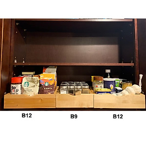 CabinetRTA Wood Pull Out Spice Rack Organizer for Cabinet – 9"(W) x 10"(D) x 3"(H) for Upper Kitchen Cabinets and Pantry Closet, for Spices, Sauces, Canned Food etc…