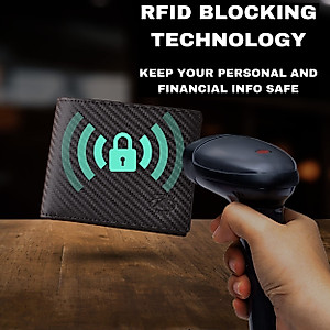 Stealth Mode Leather Bifold Wallet for Men - RFID Blocking, 11 Card Slots, Gift Box