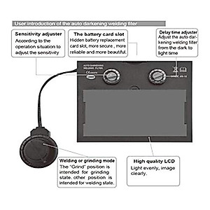 UOBEKETO Solar Auto Darkening Solar Welding Helmet Arc Tig Mig Mask Weld Welder Lens Grinding Mask with Adjustable Shade Range