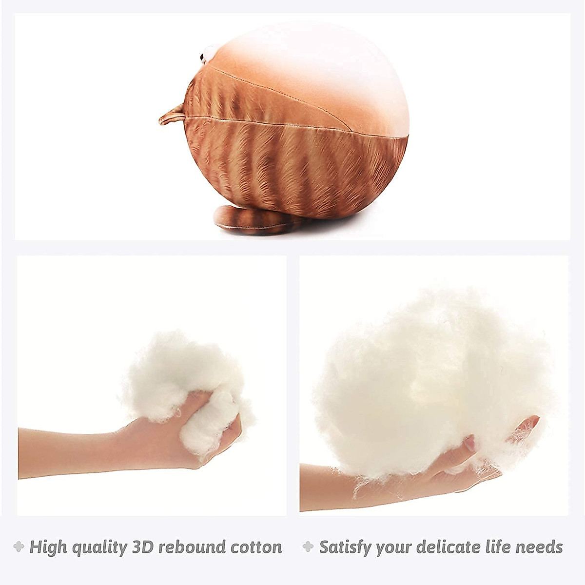 ARELUX 19.6In High Chubby Cat Plush Pillow, Cute Fat Kitty Cat Stuffed Animal Soft Kitten Adorable Hugging Pillow Anime Plushies,Funny Toy Birthday for Adults Friends