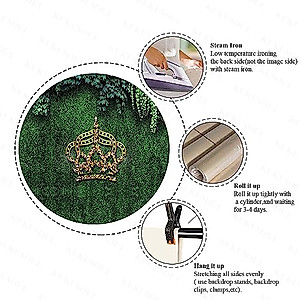 KUKUSOUL 5x3ft Crown Backdrop Gold Glitter Crown Green Leaf Photography Background Celebration Party Decoration Supplies Cake Table Banner Photo Booth Prop KUBYC404