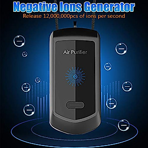 Newly 3S Fast Purifi-cation Wearable Air Puri-fier Necklace, USB Personal Air Filter 12Millions Large Anions Ouput with Carbon Fiber Brush Dual Purifi-cation