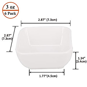 Belinlen 3 Ounce 6 Pack Ceramic Dip Bowls Set Porcelain Dip Mini Bowls Soy Sauce Dish/Bowls - Good for Tomato Sauce, Soy, BBQ and Other Party Dinner (White)