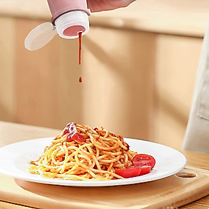 TACYKIBD 5Pcs Salad Dressing Container to Go, Mini Squeeze Bottles for Sauces, Small Condiment Bottles, Travel Condiment Containers for Lunch with 2Pcs Cleaning Brush(1.3OZ, 38ml)