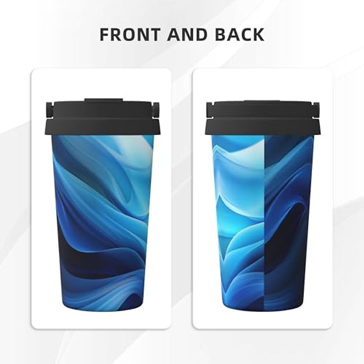 WANGXUEE Abstract Blue Print 500ml Stainless Steel Travel Tumbler Double Wall Vacuum Insulated Coffee Mug