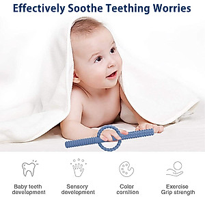 YAPROMO Hollow Teether Tube, Silicone Chew Straw Toy for Infant Toddlers 4 Pack Teething Toys for Babies BPA Free/Dishwasher and Refrigerator Safe