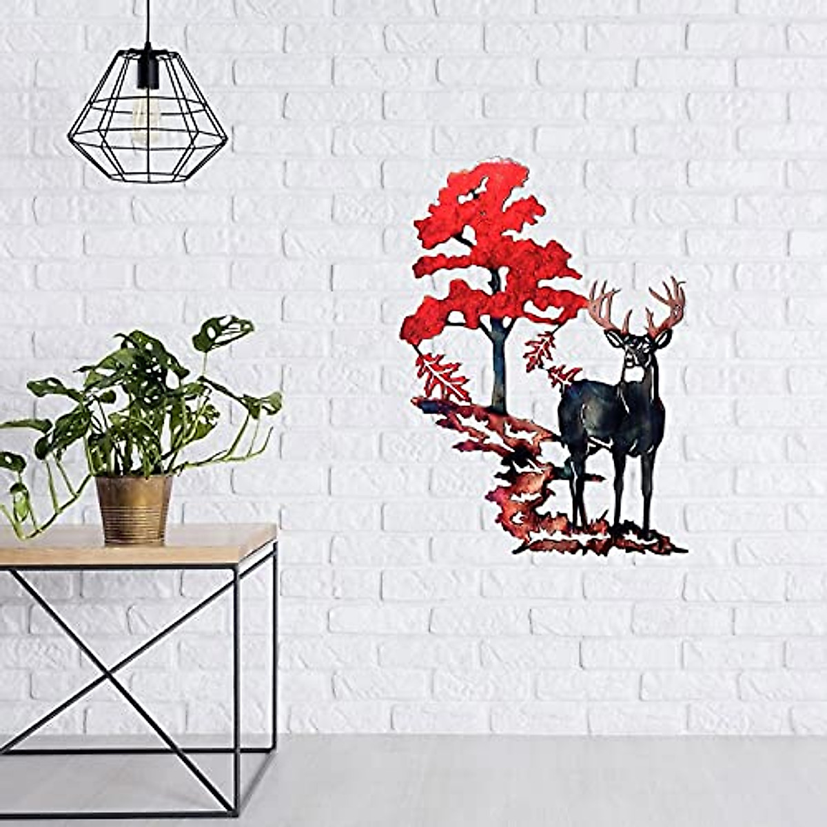 Metal Iron Whitetail Deer Wall Art Decoration Sculpture, 3D Elk Craft Home Hanging Ornament for Living Room for Living Room, Bedroom Bathroom (B)