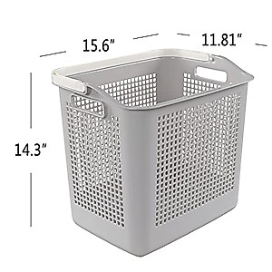 AnnkkyUS 35 L Plastic Laundry Baskets with Handle, Grey Laundry Hamper Set of 4