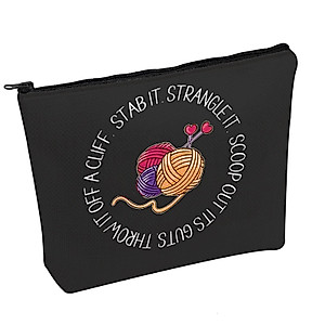 PWHAOO Funny Knitting Cosmetic Bag Knitting Storage Bag Yarn Crocheter Makeup Bag Knitting Lover Gift (Knitting Storage B)