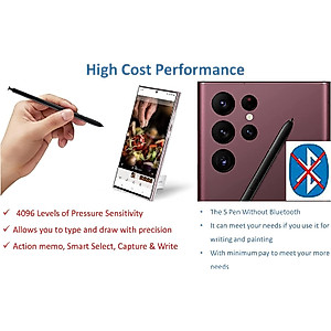 2PCS Galaxy S22 Ultra S Pen (Without Bluetooth) Replacement Compatible Galaxy S22 Ultra Stylus Pen + Replacement Tips/Nibs (Burgundy)