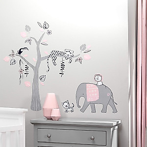 Lambs & Ivy Happy Jungle Pink/White Safari Nursery 5-Piece Crib Bedding Set