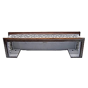 VIP Home and Garden Wooden Floating Shelf with Metal Embossed Lattice, Wall Mounted, Farmhouse Décor, 24 Inches, White, Brown, 24inch L x 6.5inch W x 5.75inch H