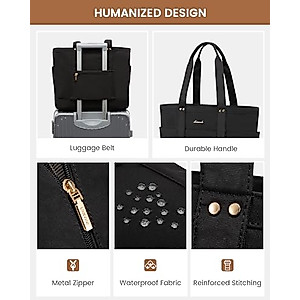 LOVEVOOK Tote Bag for Women Large Shoulder Bag, Lightweight Work Tote Bag for Teacher, 15.6 Inch Laptop Bag with Luggege Strap, fits College Business Daily Travel Black